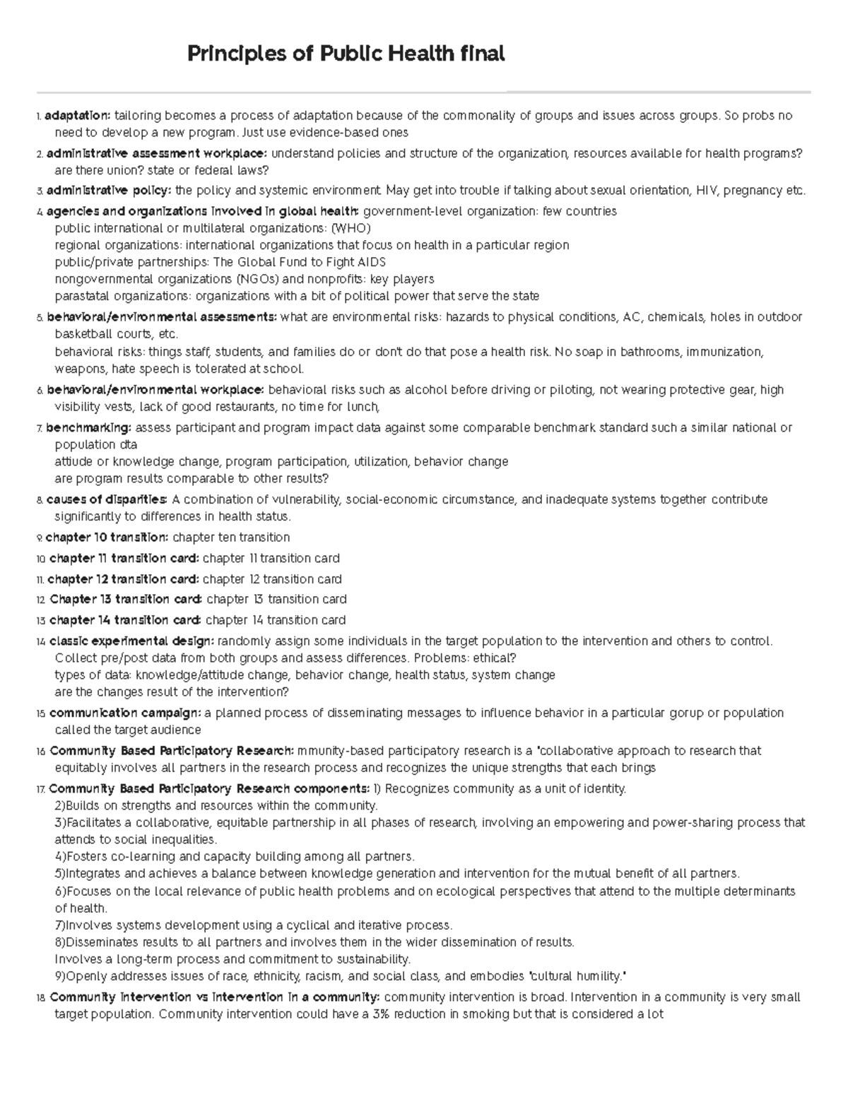 Principles of Health & Promotion: Final Exam Study Guide - Studocu