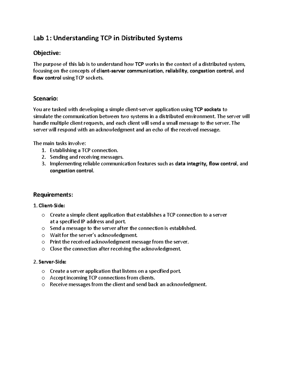 Lab-1 - 2020 - Lab 1: Understanding TCP in Distributed Systems ...