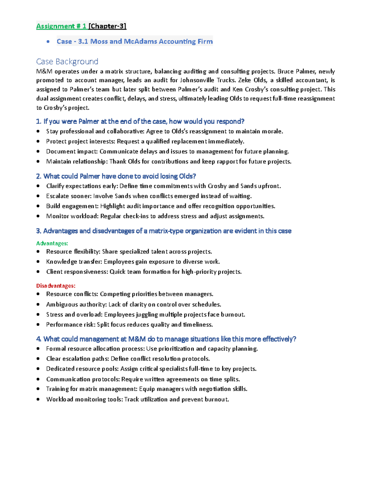 Ch.03 Assignment 1 Case Study: Moss and McAdams Audit Challenges - Studocu