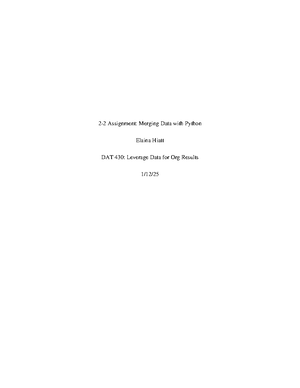 Dat 430 Module 6-2 Assignment- Wiley - Tiffany Wiley Tiffany@snhu Dat 430 – Predictive Model ...