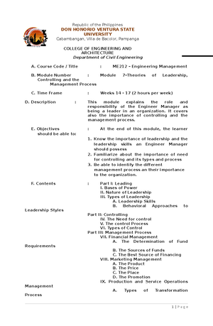 ME-212-Module-3-Planning - A. Course Code / Title : ME212 – Engineering ...