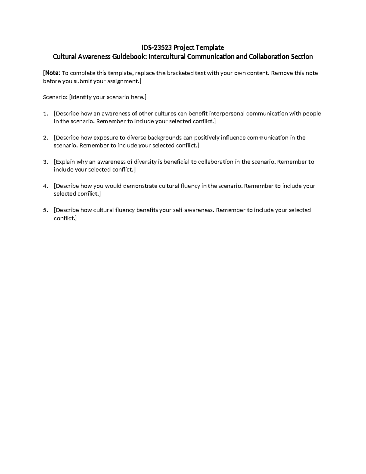 IDS-23523 Project Template: Cultural Awareness in Intercultural Comm ...