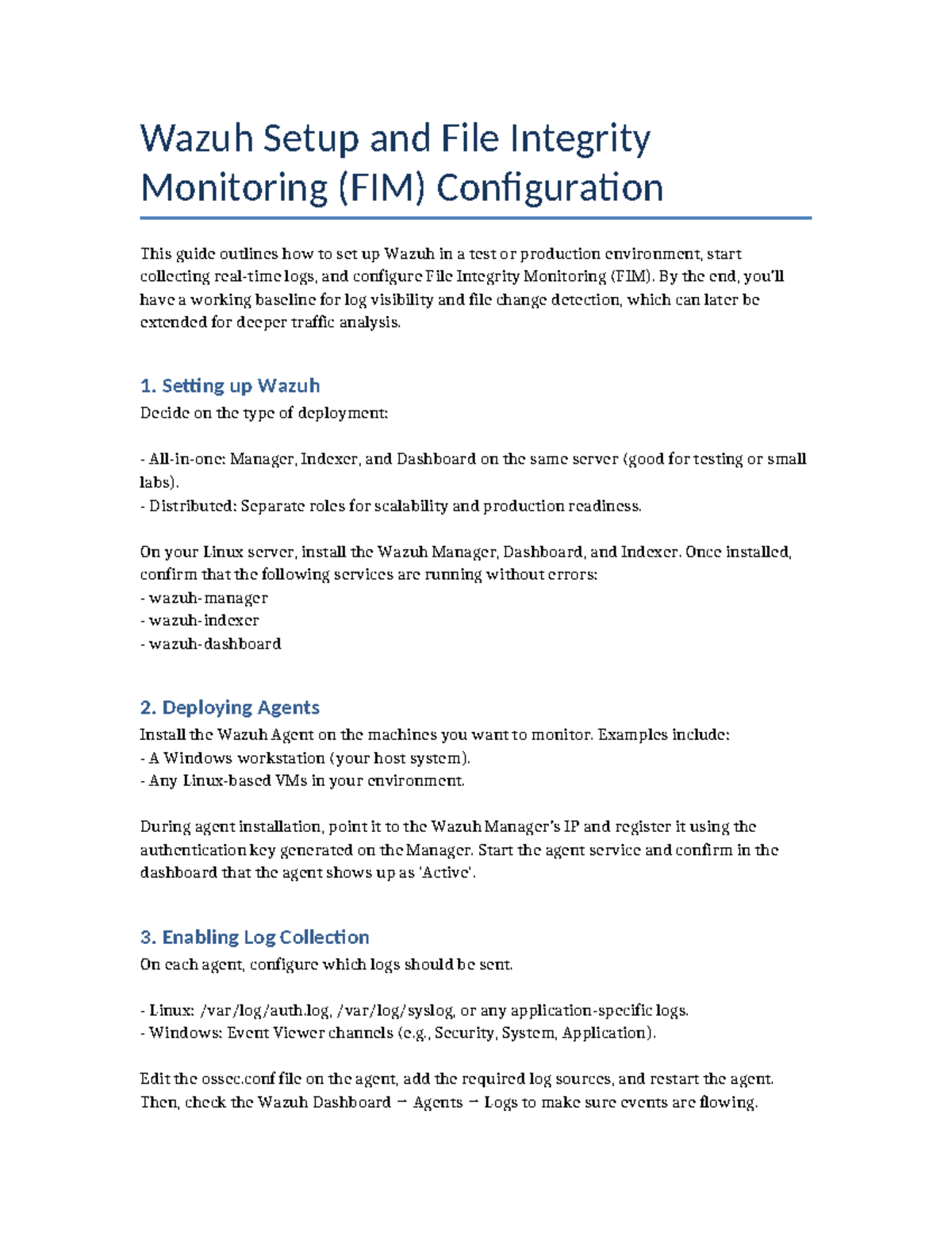 Wazuh FIM Setup Guide: Configuration & Monitoring Essentials - Studocu