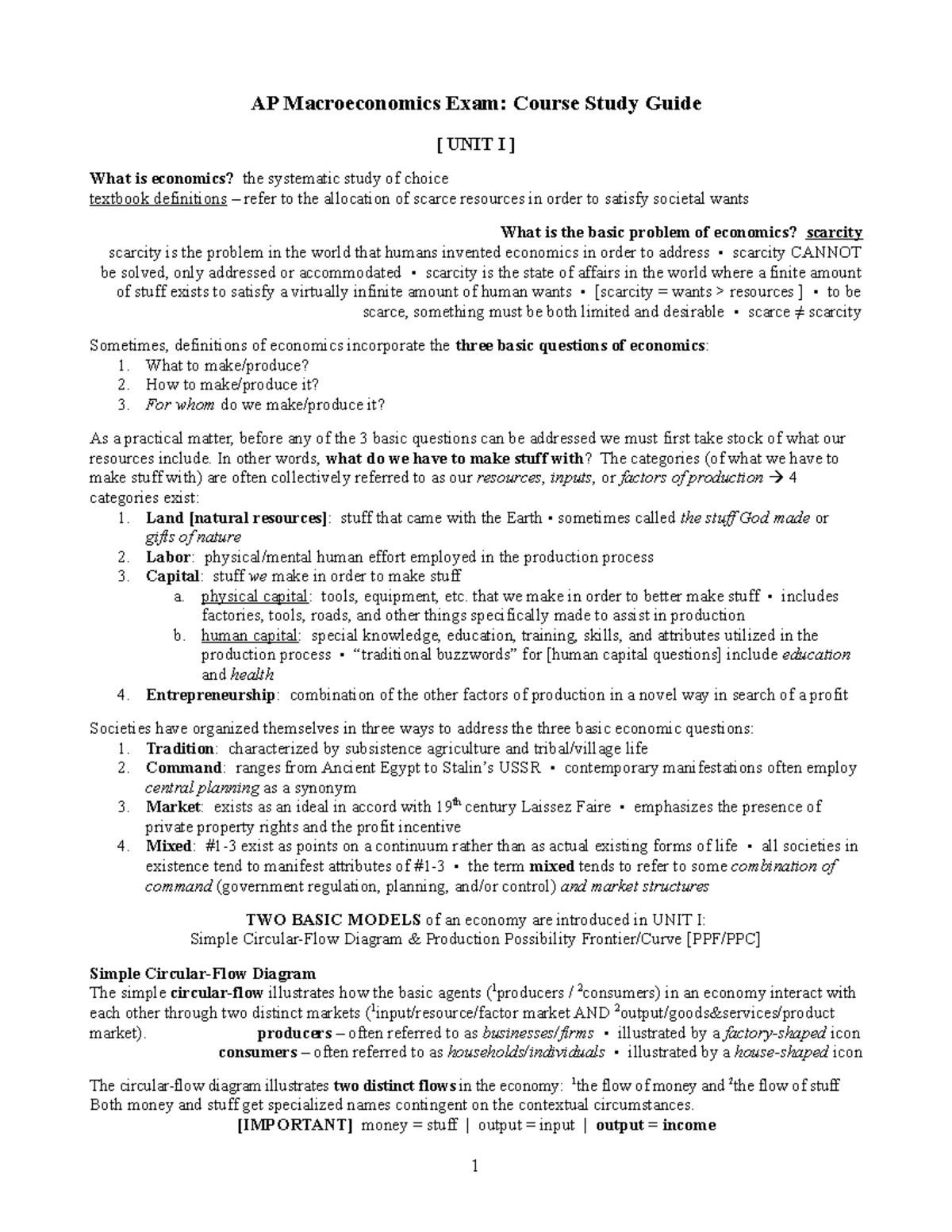AP Macroeconomics Formula Sheet - AP Macro Formula sheet GDP GDP ...