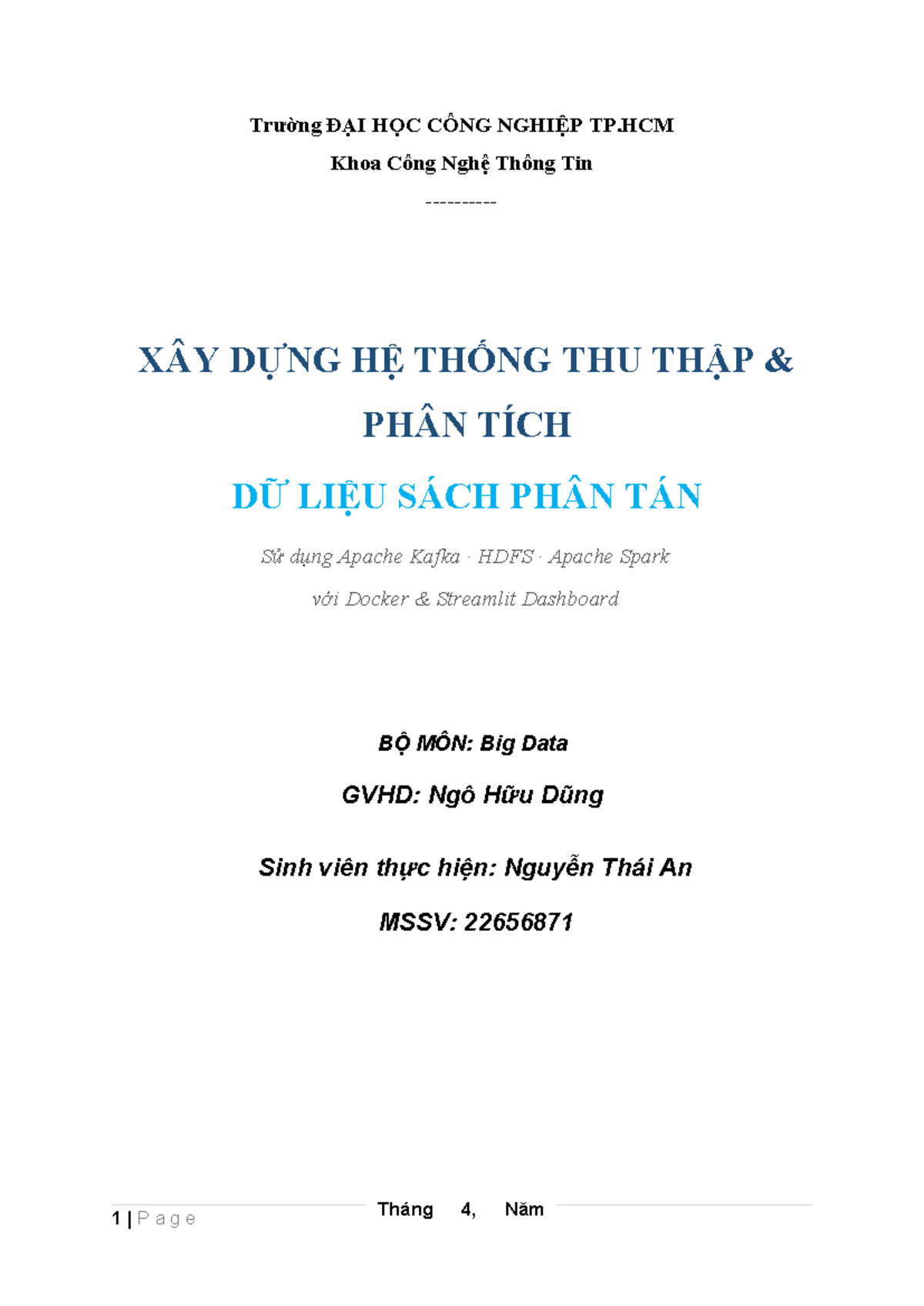 Xây Dựng Pipeline Dữ Liệu Phân Tán Bằng Docker - Môn Big Data - Studocu