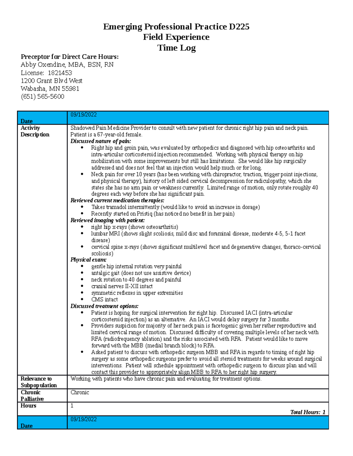 Time Log - its good material - Emerging Professional Practice D Field ...