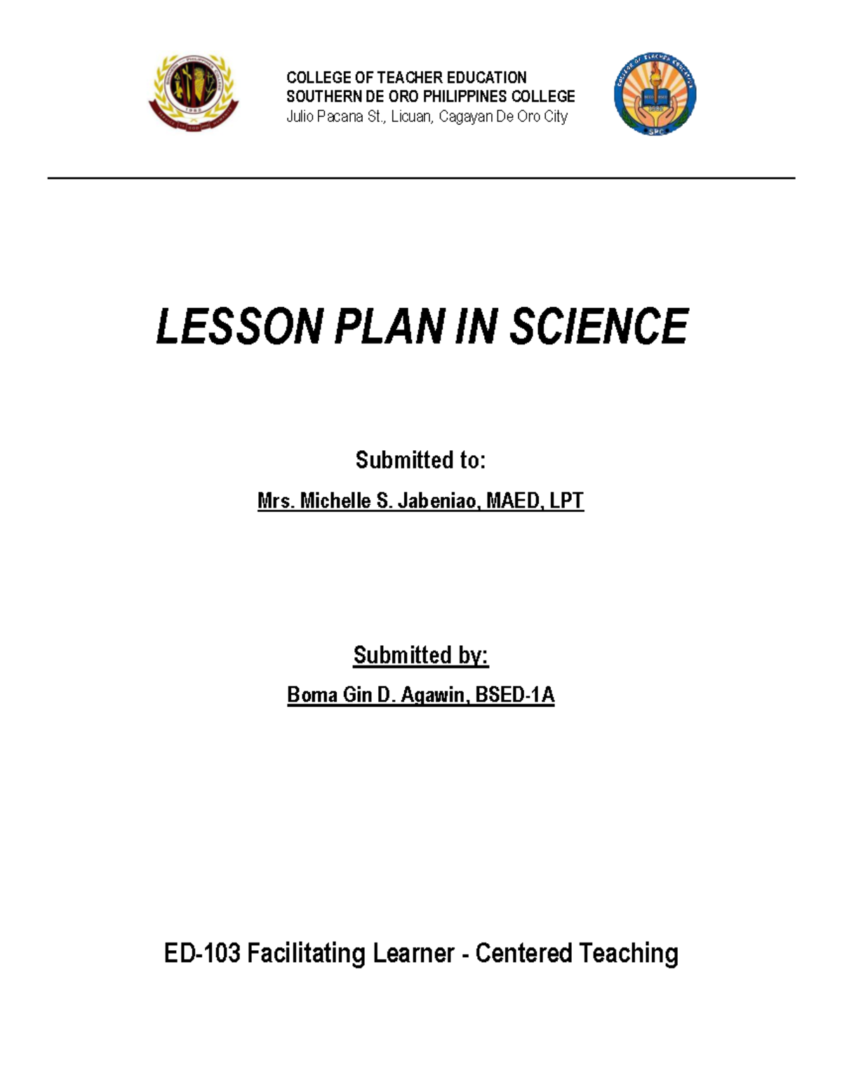Lesson Plan in Science: Understanding Plants' Basic Needs - Studocu