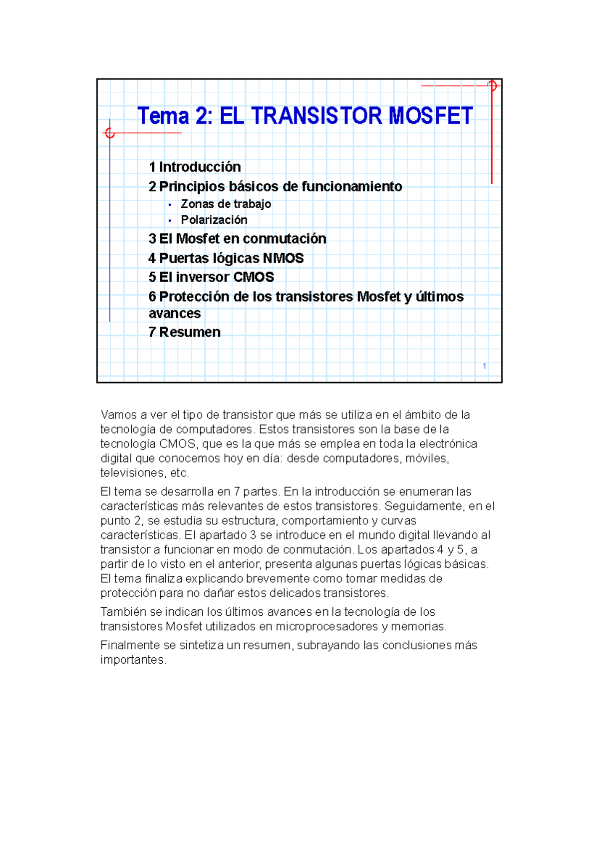 T2 - Teoría y Funcionamiento del Transistor MOSFET CAS - Studocu