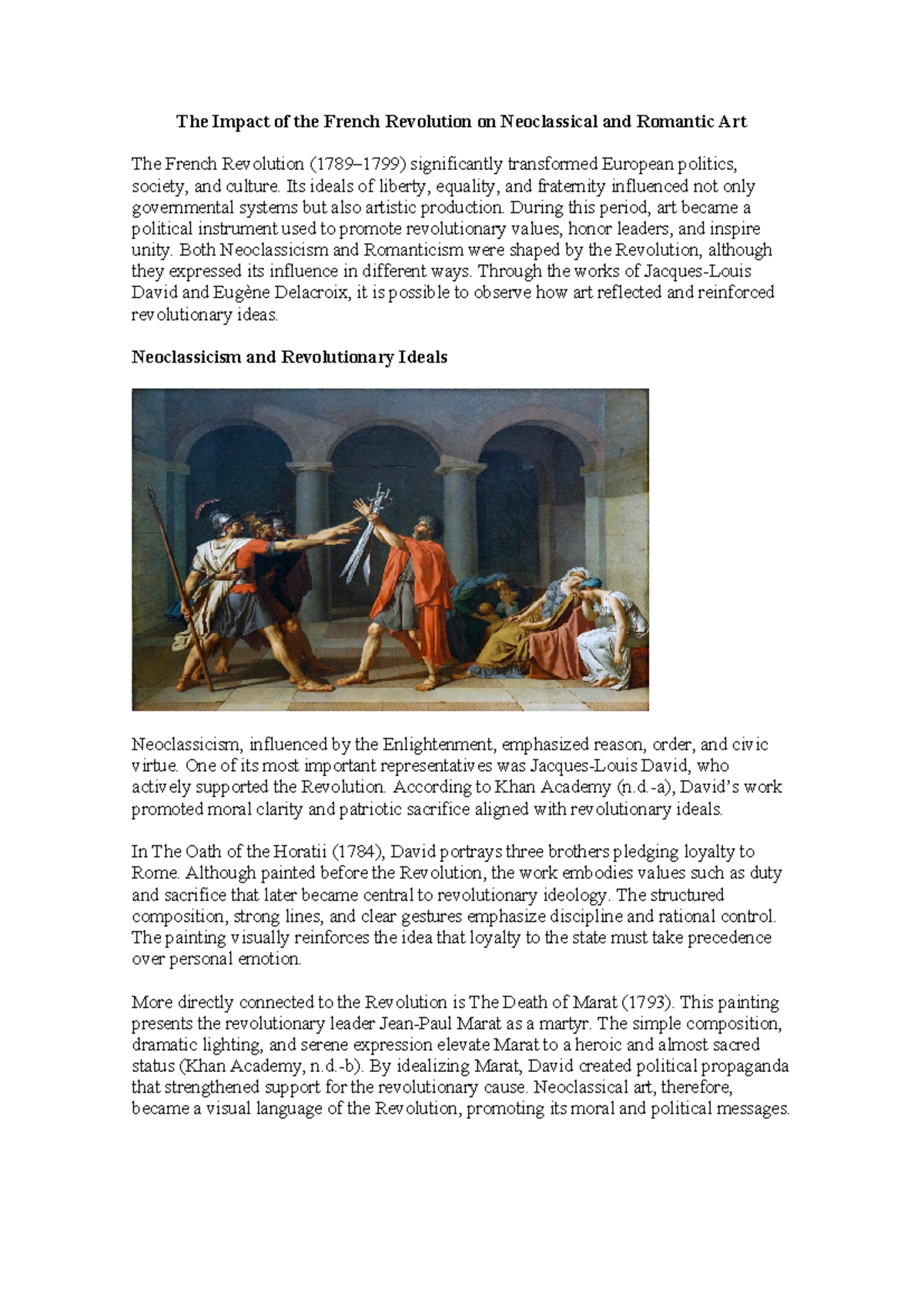 The Influence of the French Revolution on Neoclassical & Romantic Art ...