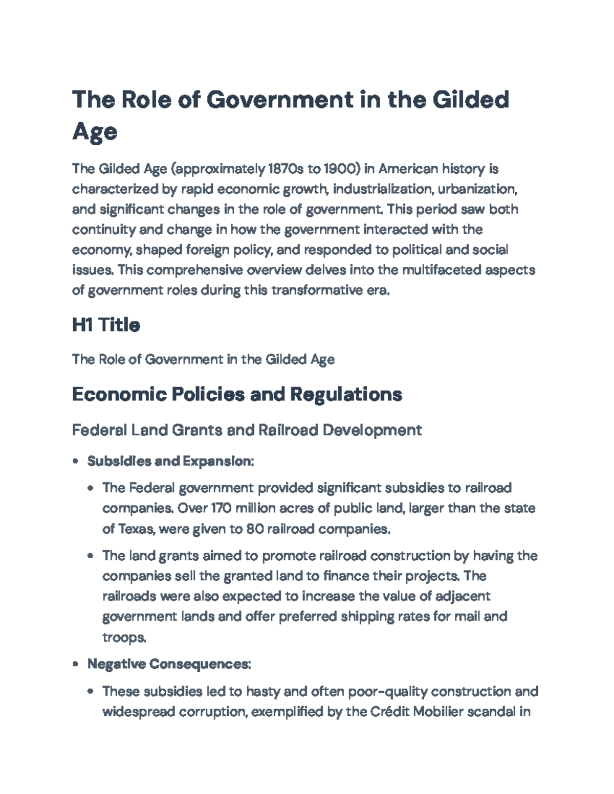The Role of Government in the Gilded Age: Policies & Reforms Analysis ...