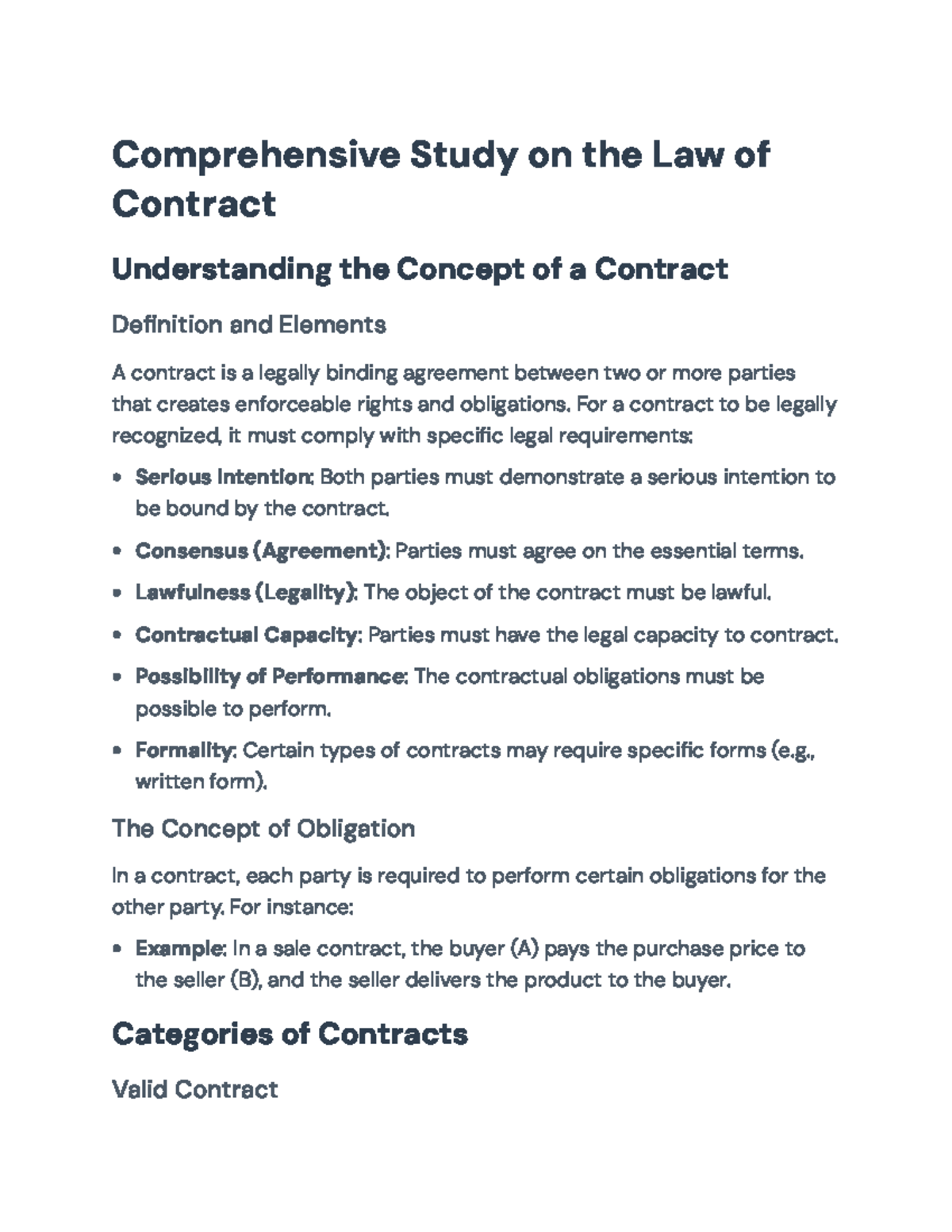 Contract Law Overview: Essential Elements & Categories Explained - Studocu