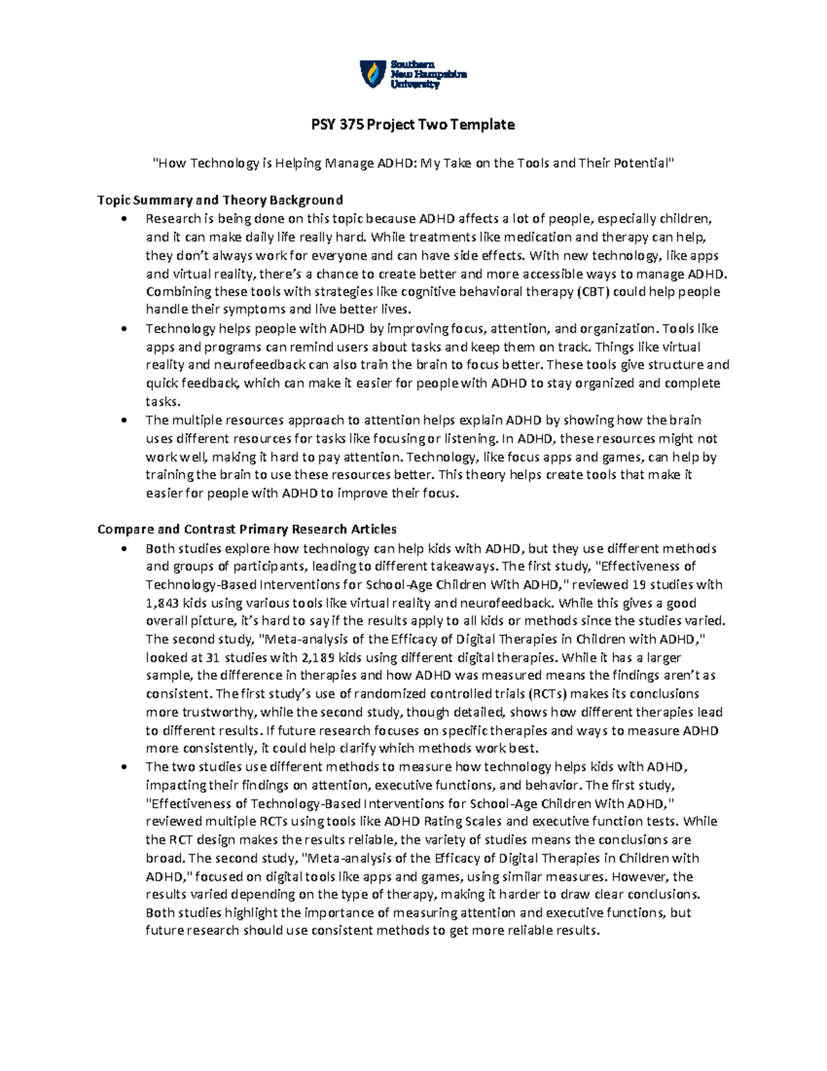 PSY 375 Project Two Template - PSY 375 Project Two Template "How ...