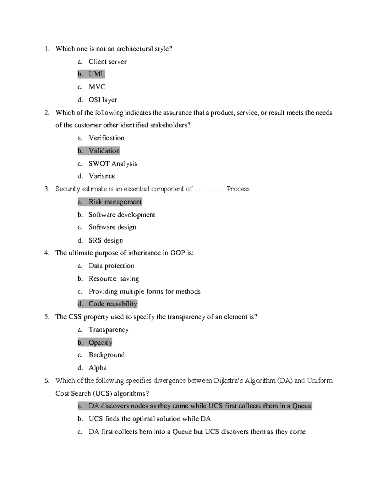 Software Engineering Exit Exam Model Questions & Answers - Studocu