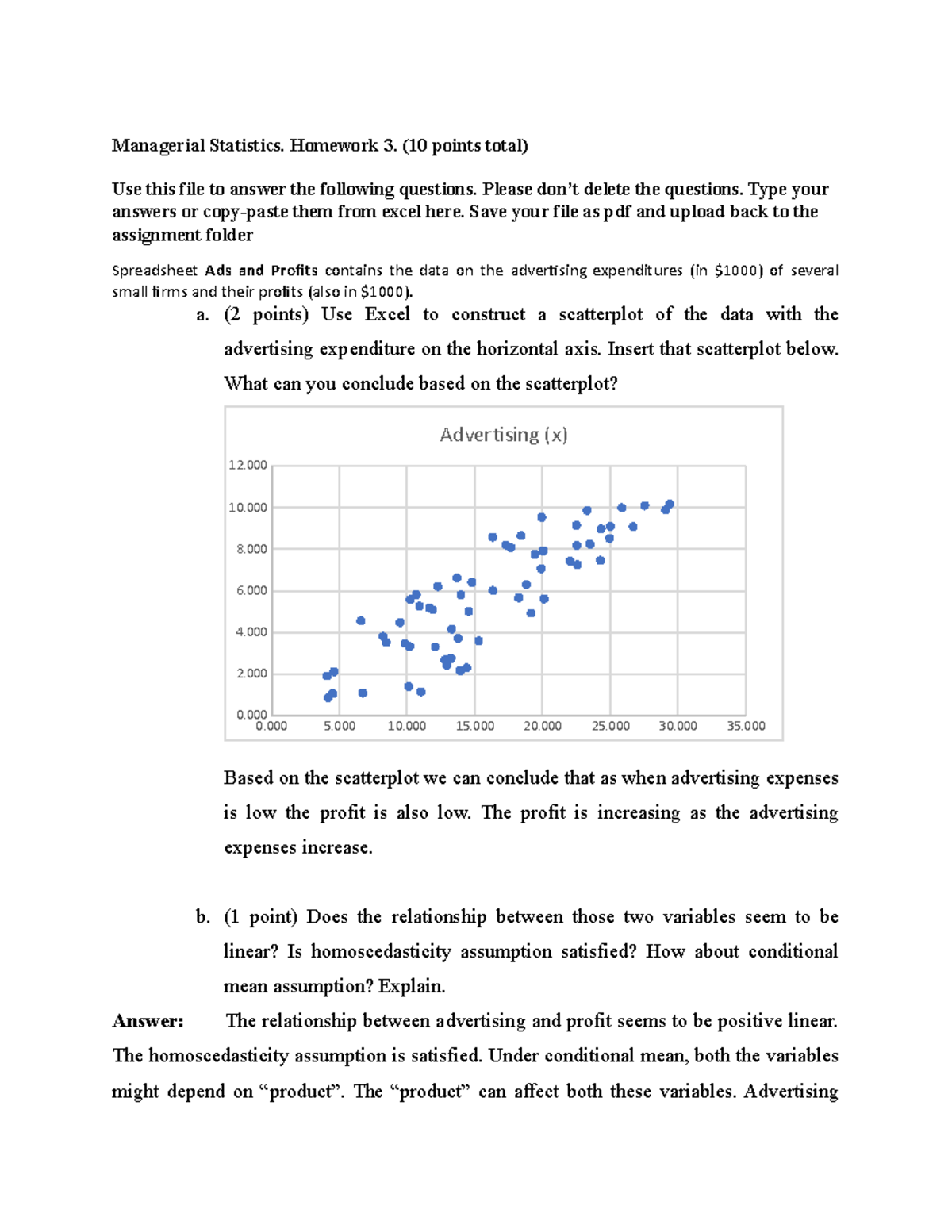 Module 3. Homework assignment - Managerial Statistics. Homework 3. (10 ...