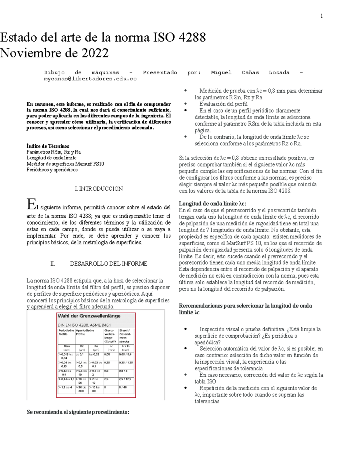 Informe sobre la Norma ISO 4288: Aplicaciones y Parámetros Clave - Studocu