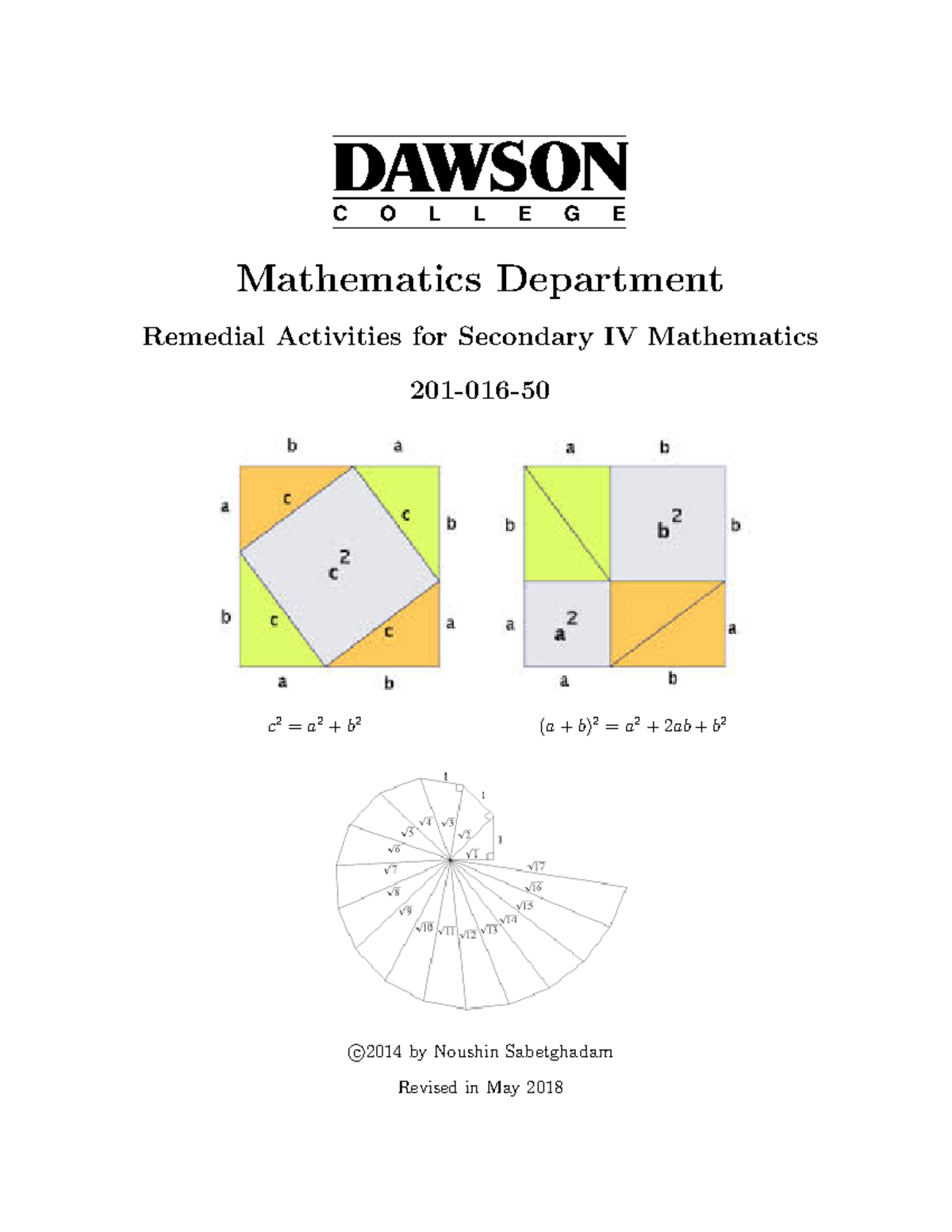 Mathematics 201-016: Remedial Activities Manual for Secondary IV Math ...