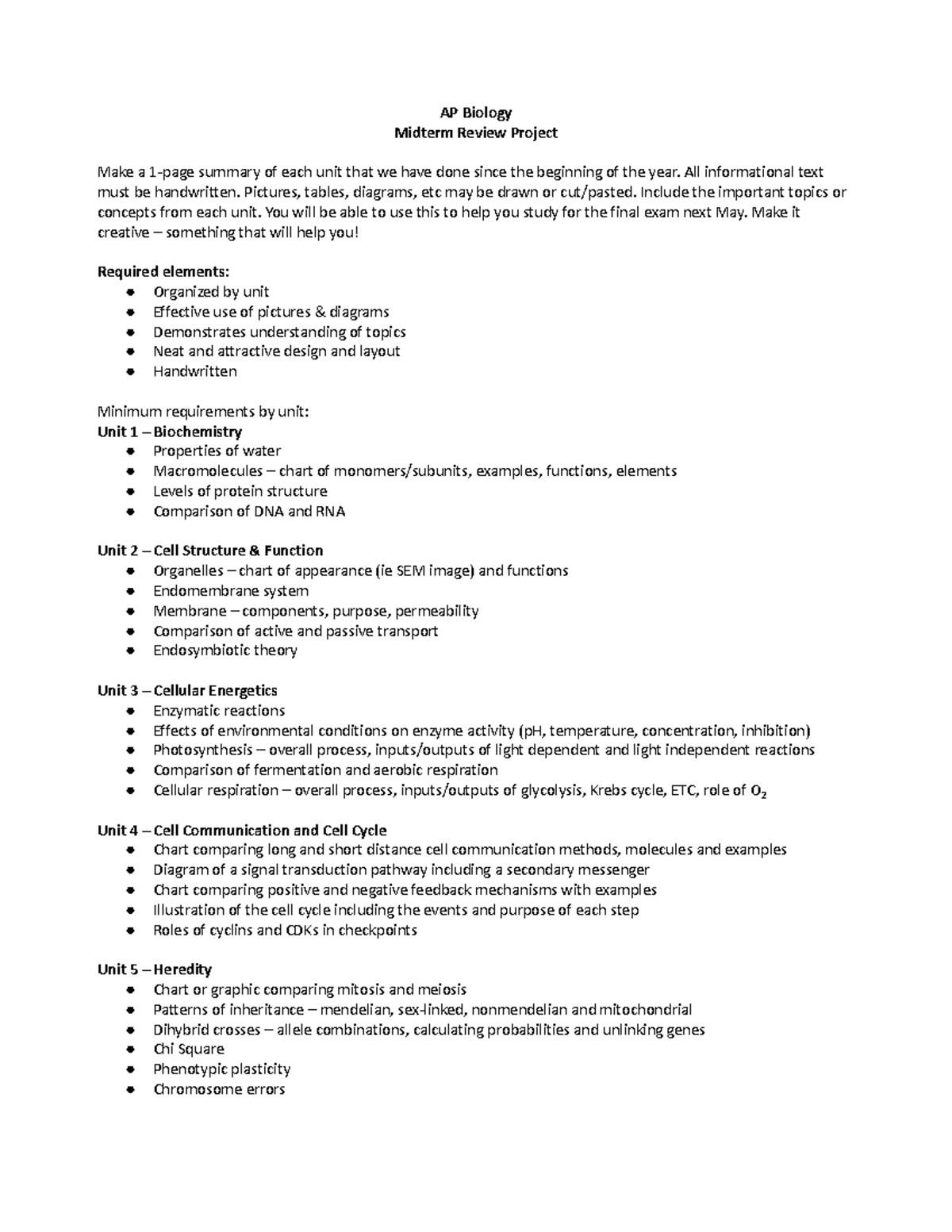 AP Biology Midterm Review Project - AP Biology Midterm Review Project ...