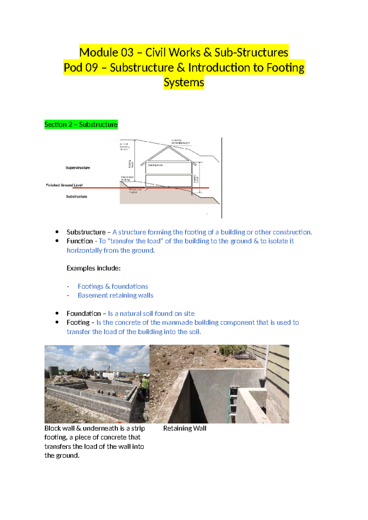 Pod 09 – Substructure & Intro to Footing Systems Overview and Types ...