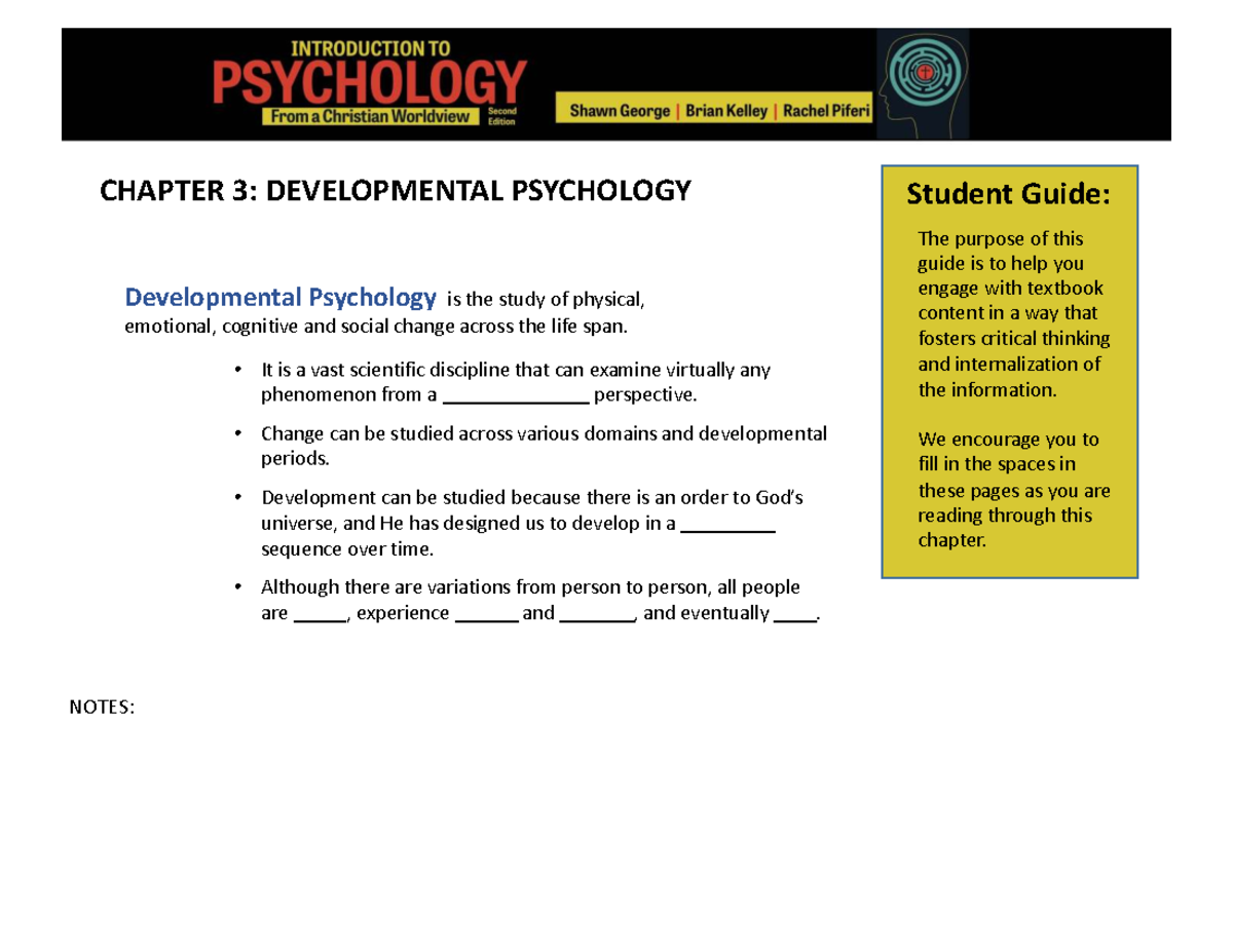 Study Guide: Chapter 3 - Developmental Psychology Insights - Studocu