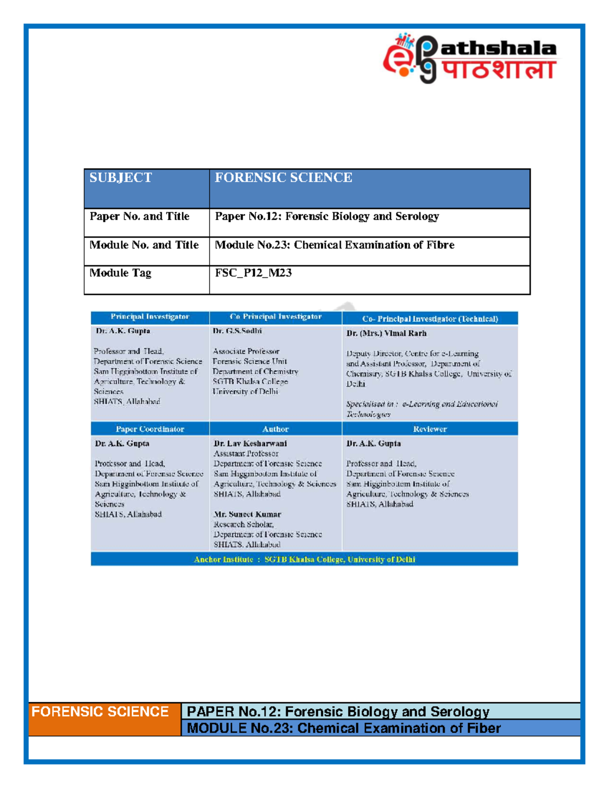 Forensic Science Paper P12: Fiber Identification & Chemical Analysis ...