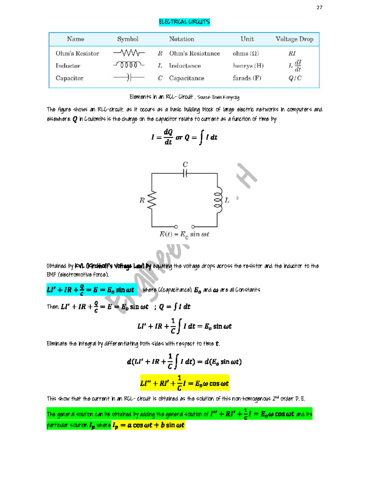 27 ELECTRICAL CIRCUITS: Application of First Order DE - Studocu