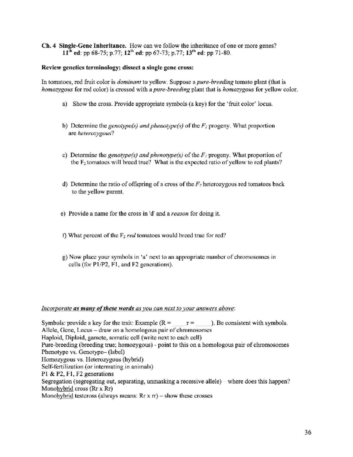 BIOL 310-02 Genetics: Inheritance Patterns and Gene Crosses Summary ...