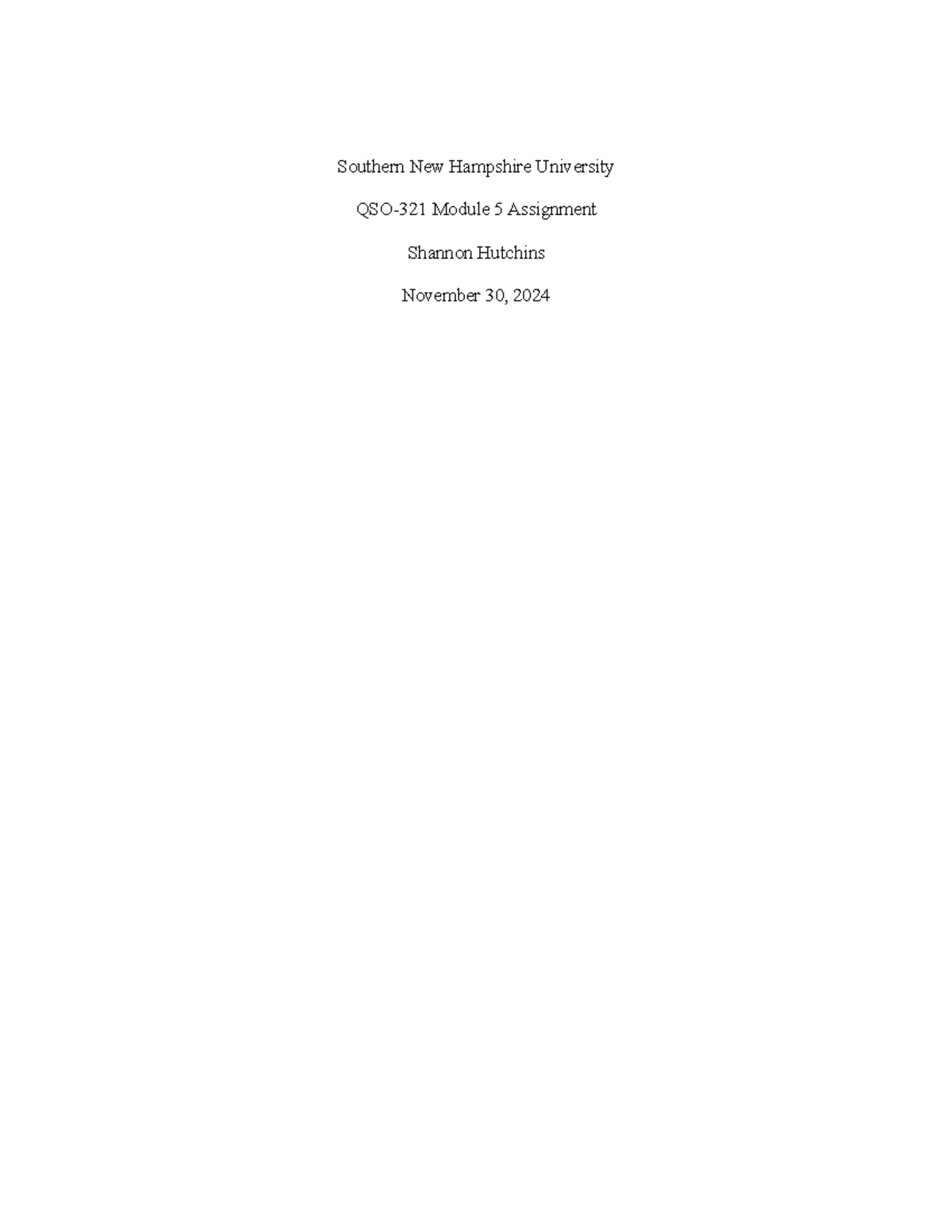 Module 5 assignment - Southern New Hampshire University QSO-321 Module ...