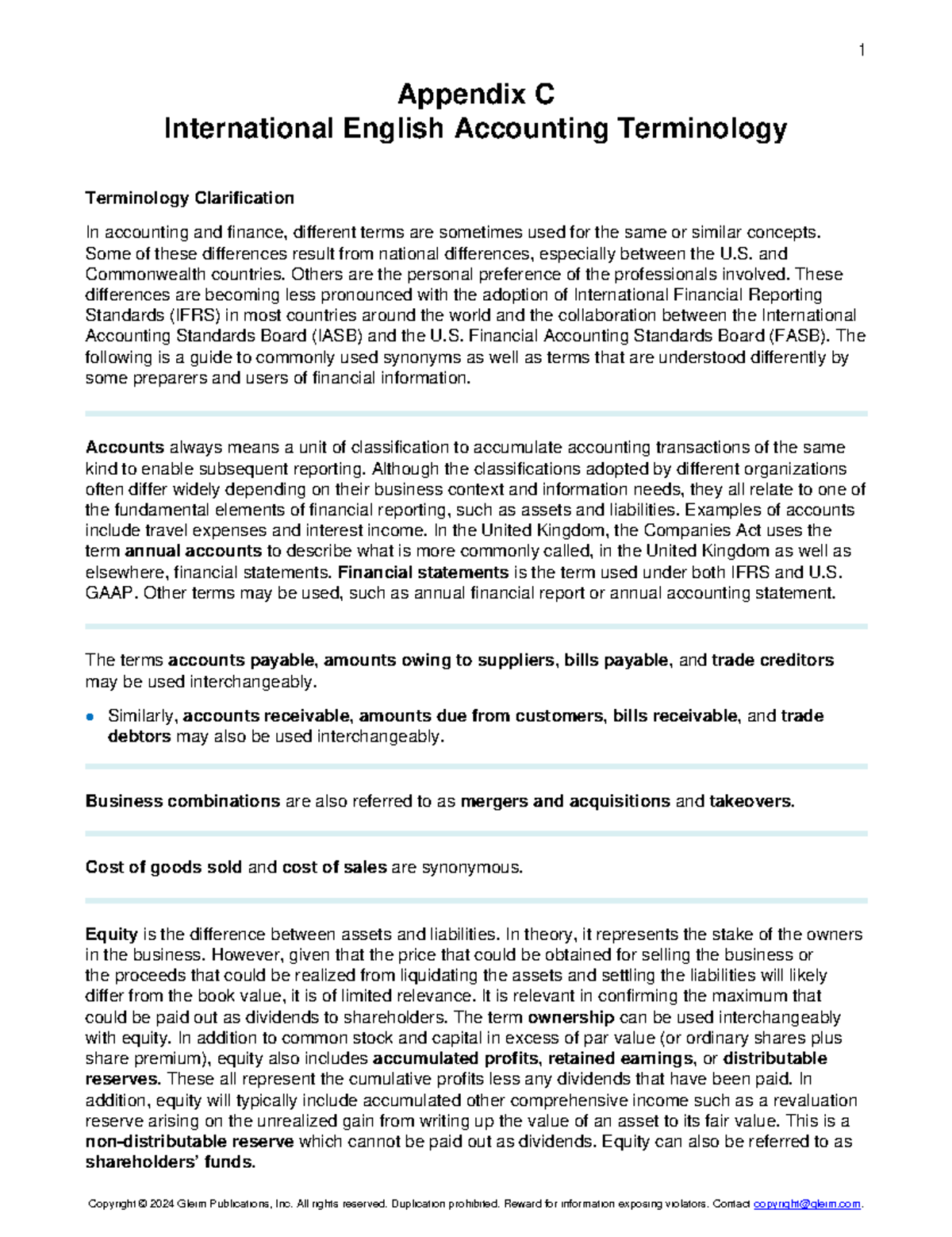 CMA CMA1 Appendix C: International English Accounting Terminology - Studocu