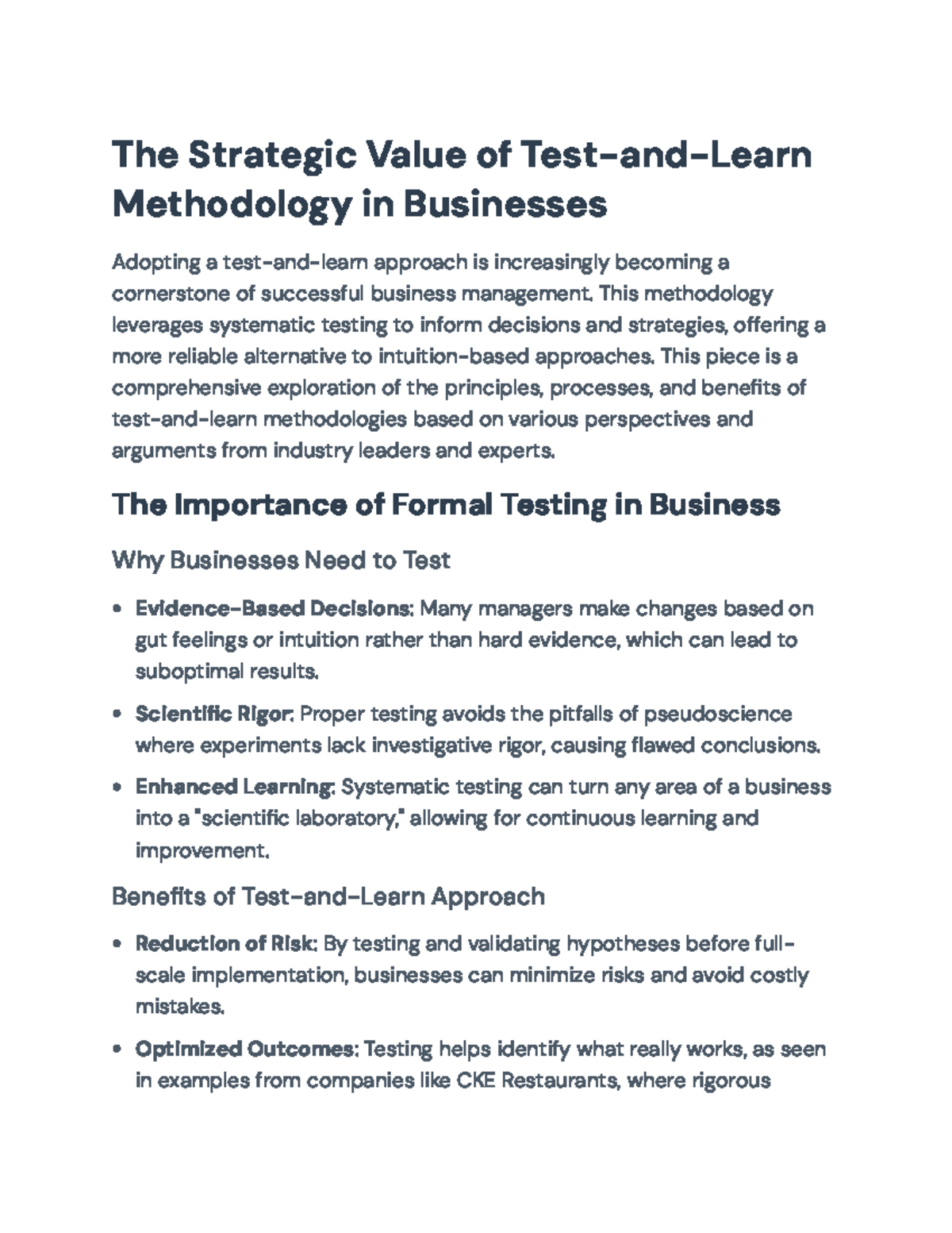 Test-and-Learn Methodology in Business Management: An In-Depth Overview ...