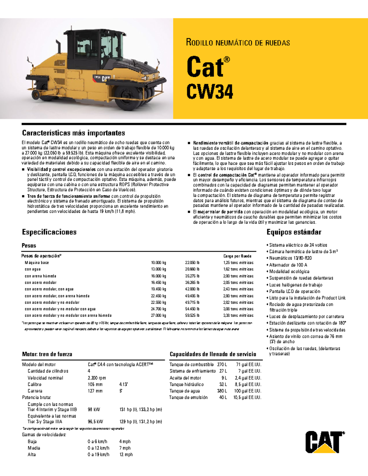 CW34 - Tipos de maquinaria - El modelo Cat® CW34 es un rodillo ...