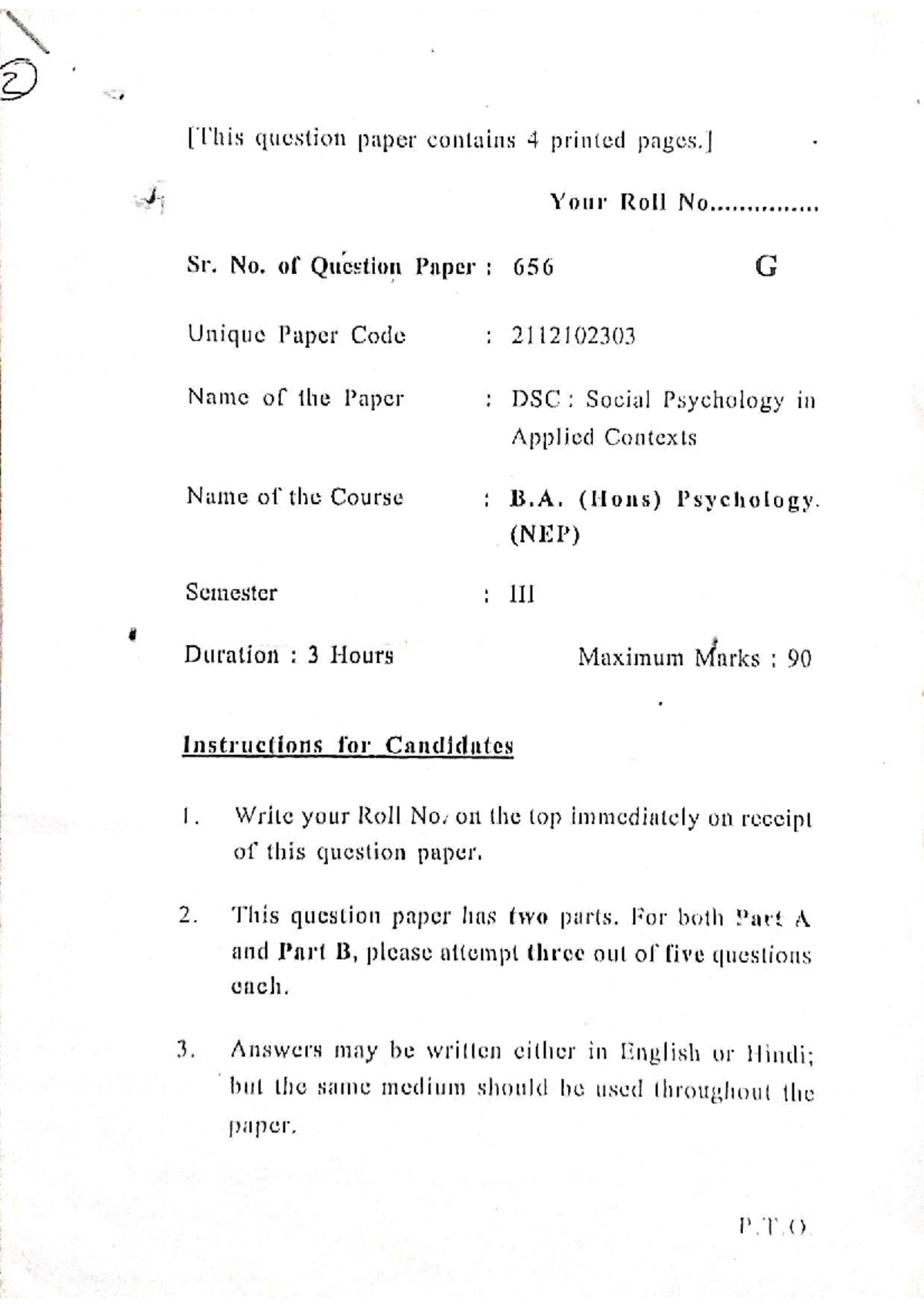 DSC: Social Psychology in Applied Contexts - B.A. (Hons) PYQs - Studocu