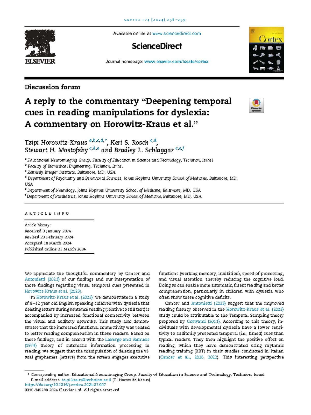 A Reply to the Commentary on Temporal Cues in Reading for Dyslexia ...