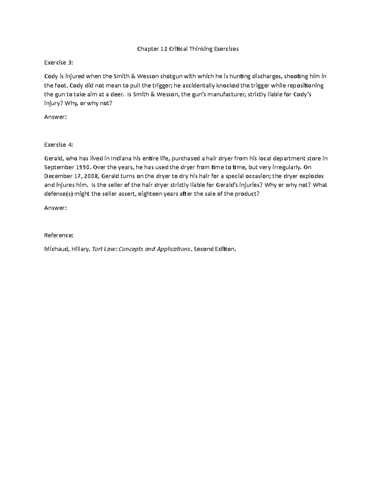 Chapter 12 Critical Thinking Exercises - Chapter 12 Critical Thinking ...