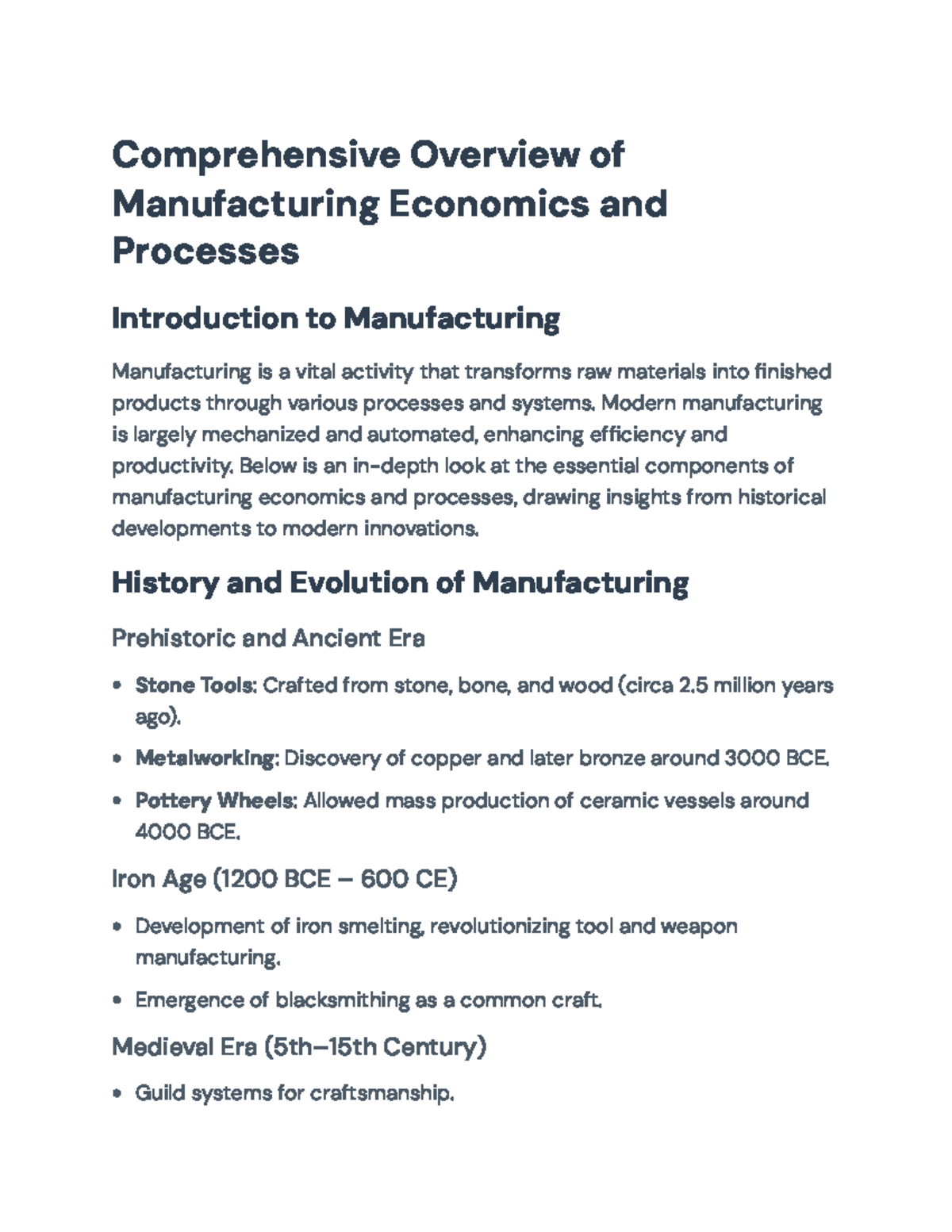 Comprehensive Guide to Manufacturing Economics and Processes ...