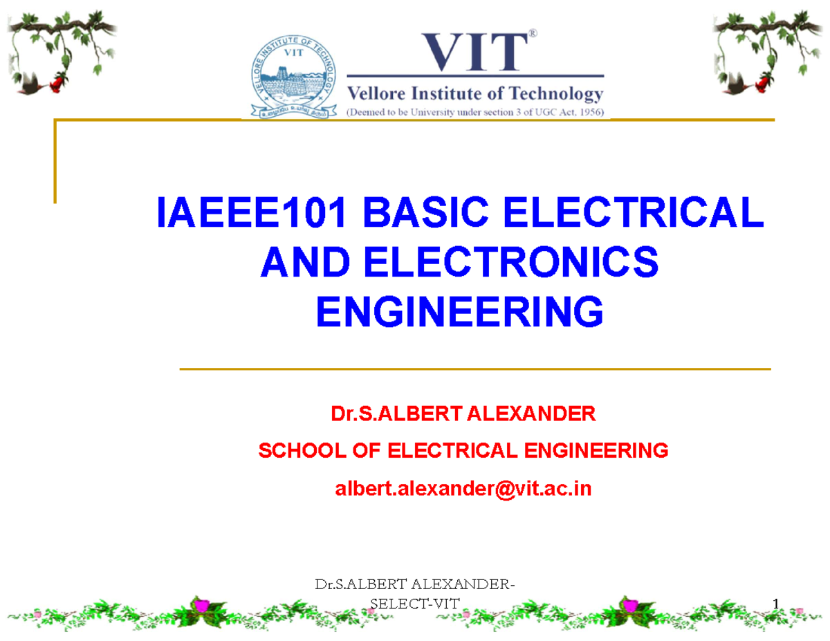 BASIC ELECTRICAL & ELECTRONICS ENG - MODULE 1 NOTES - Studocu