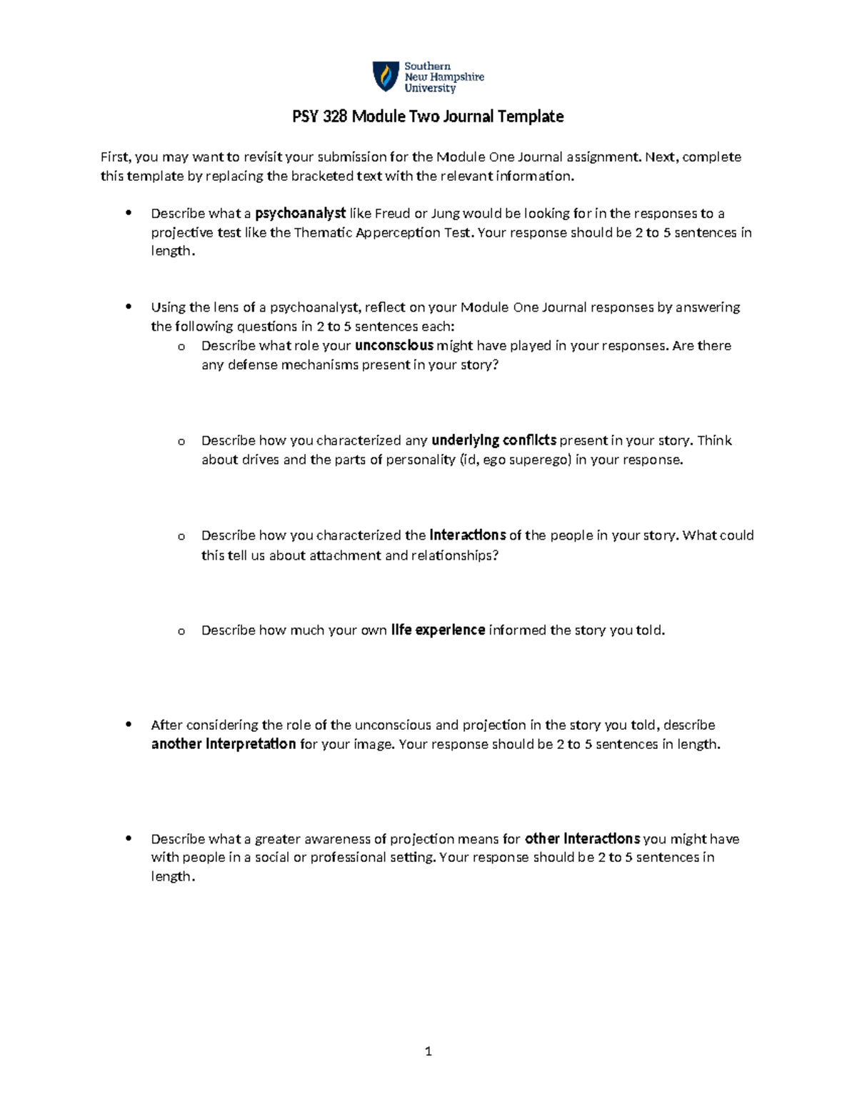 PSY 328 Module Two Journal Reflection on Psychoanalytic Concepts - Studocu