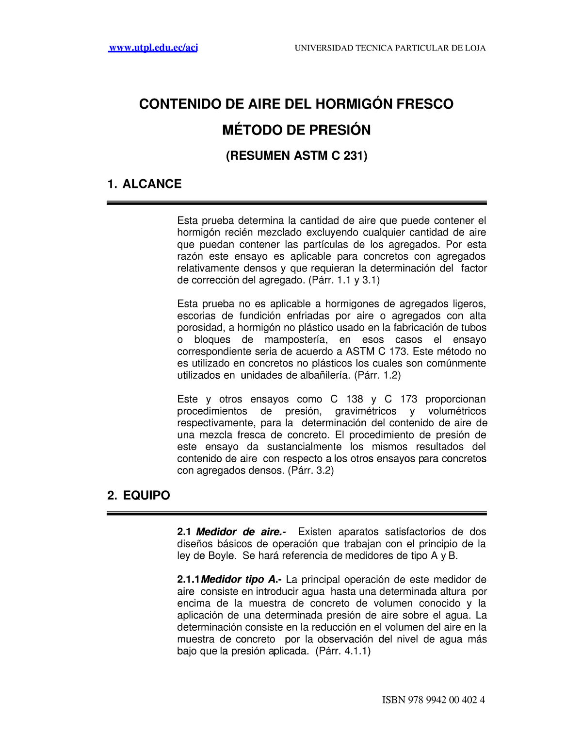 ASTM-C231 - Determinación de aire método de presión - Materiales De ...