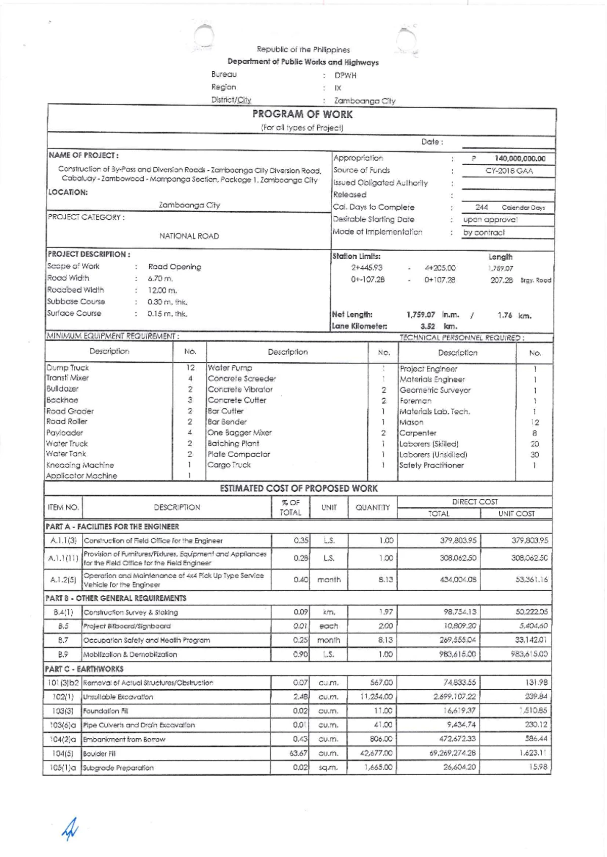 POW 18J00129 3 - Detailed Unit Price Analysis - Republic of the ...