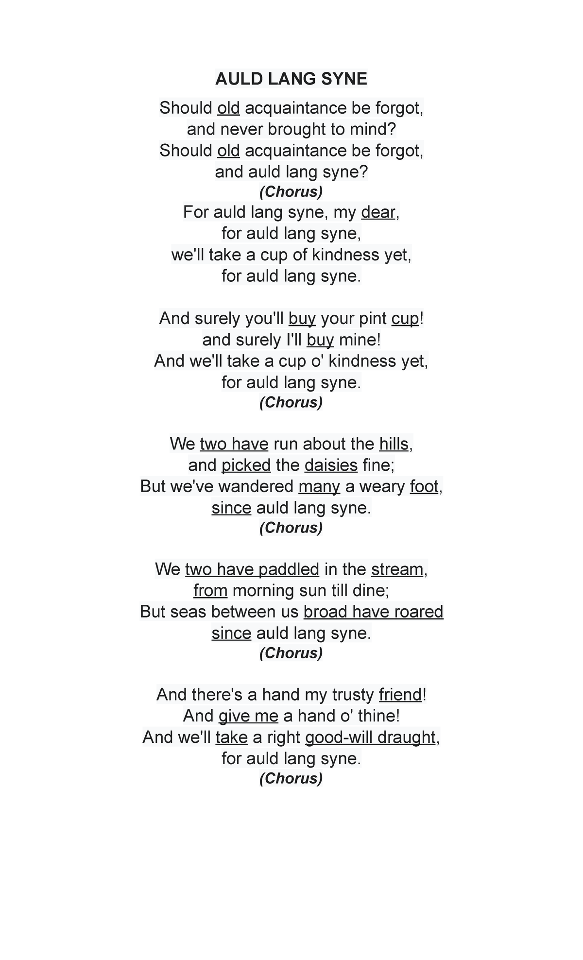 AULD-LANG-SYNE: A Classic Poem on Old Acquaintances - Studocu