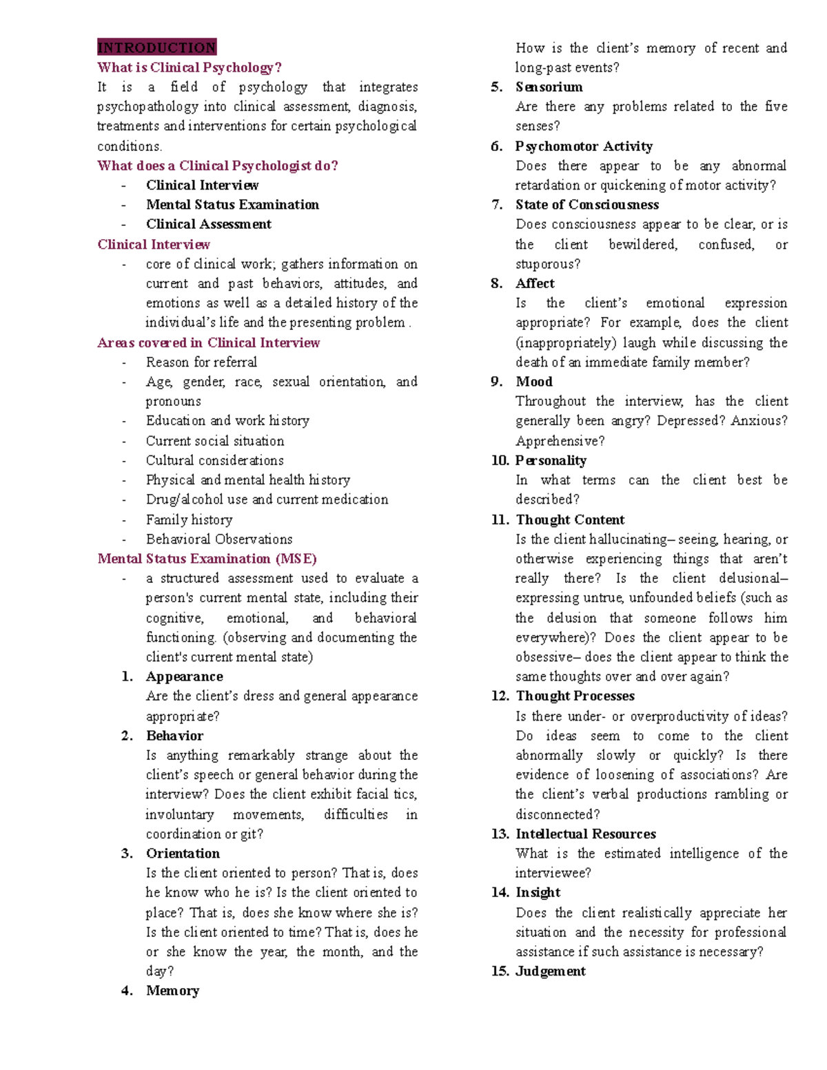 Clinical Psychology Overview: Key Concepts and Assessment Techniques ...