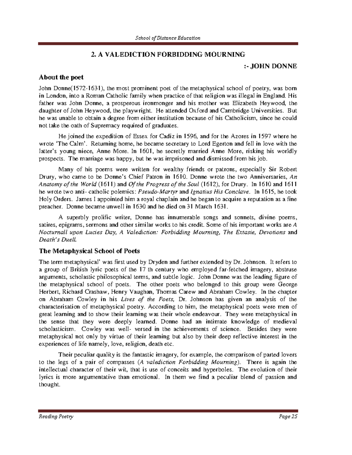 A valediction forbidding mourning John Done - 2. A VALEDICTION ...