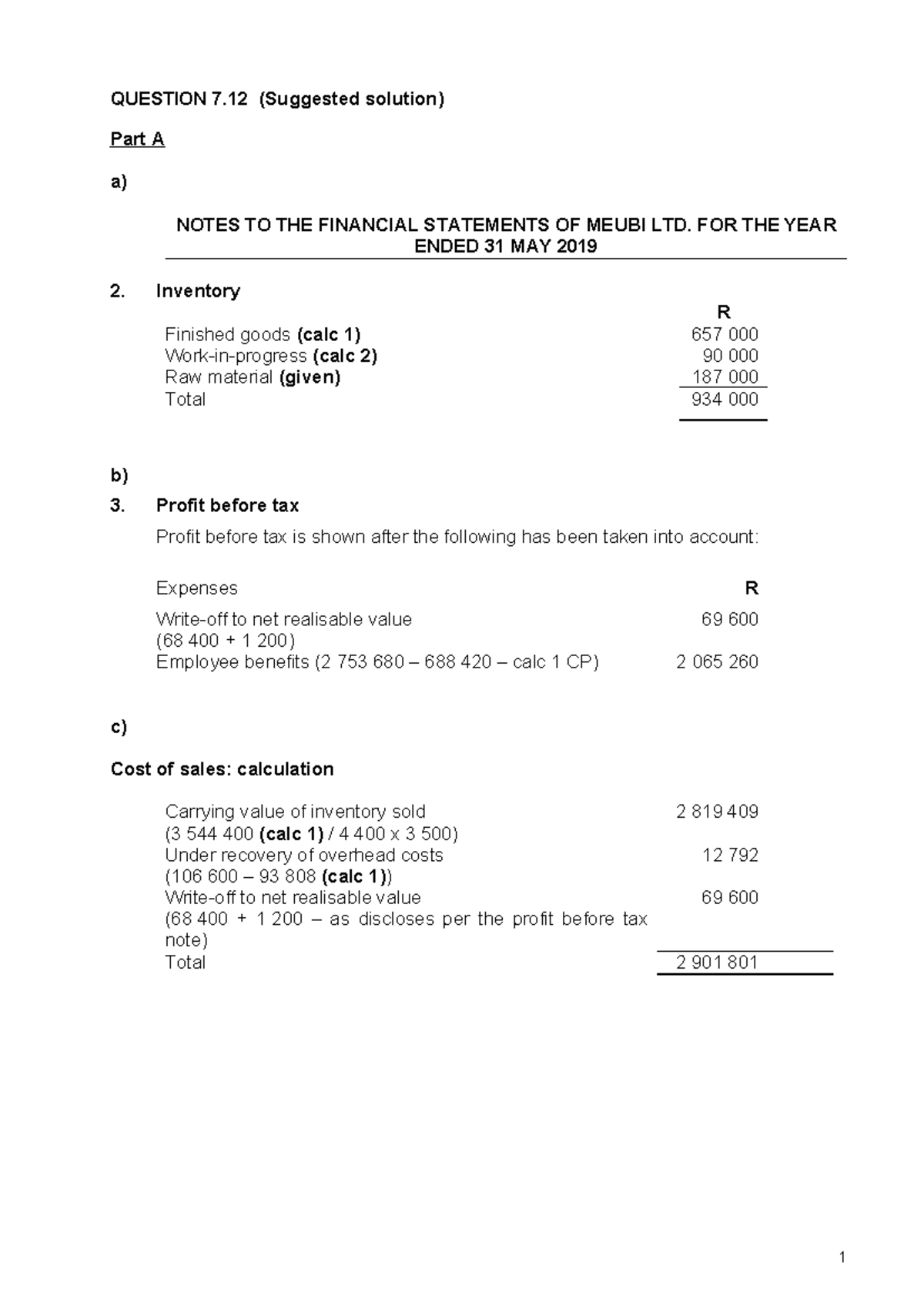QUESTION 7.12: Financial Statements Notes for Meubi Ltd. - Studocu