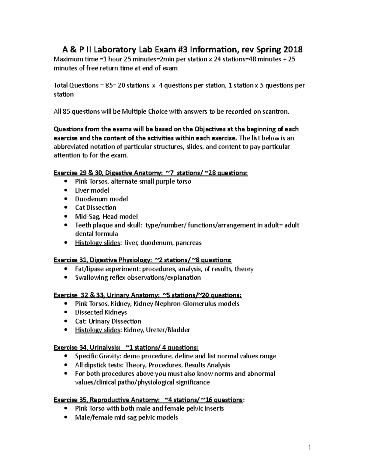 Final Lab Exam Summary - A P II Laboratory Lab Exam Information, rev ...