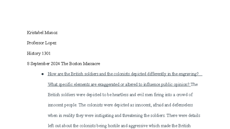 History 1301 Unit Assignment 2: Analyzing The Boston Massacre - Studocu