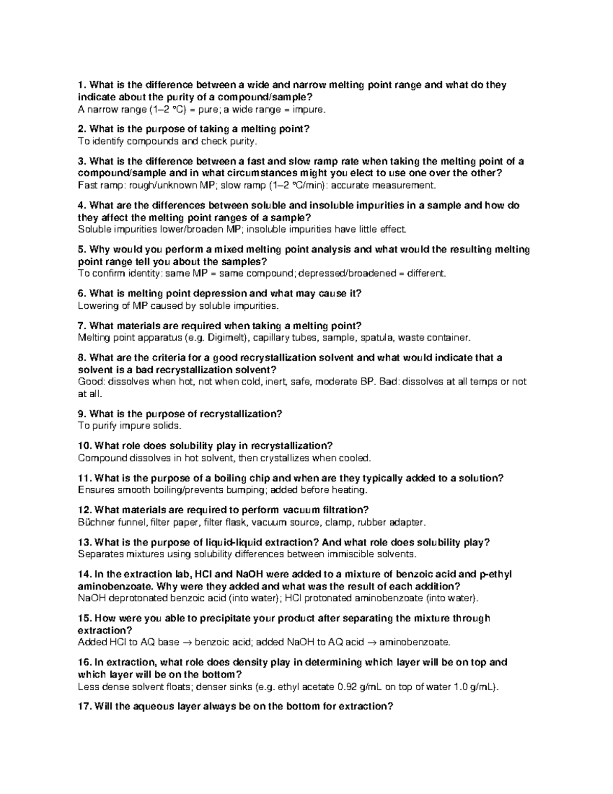 Recrystallization and Extraction Techniques: Lab Notes (CHEM 101) - Studocu