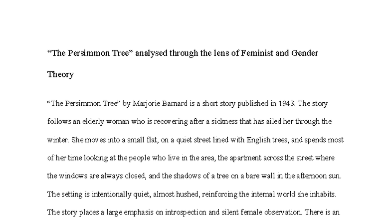 AT3 Final Essay: Analyzing "The Persimmon Tree" through Feminist Theory ...