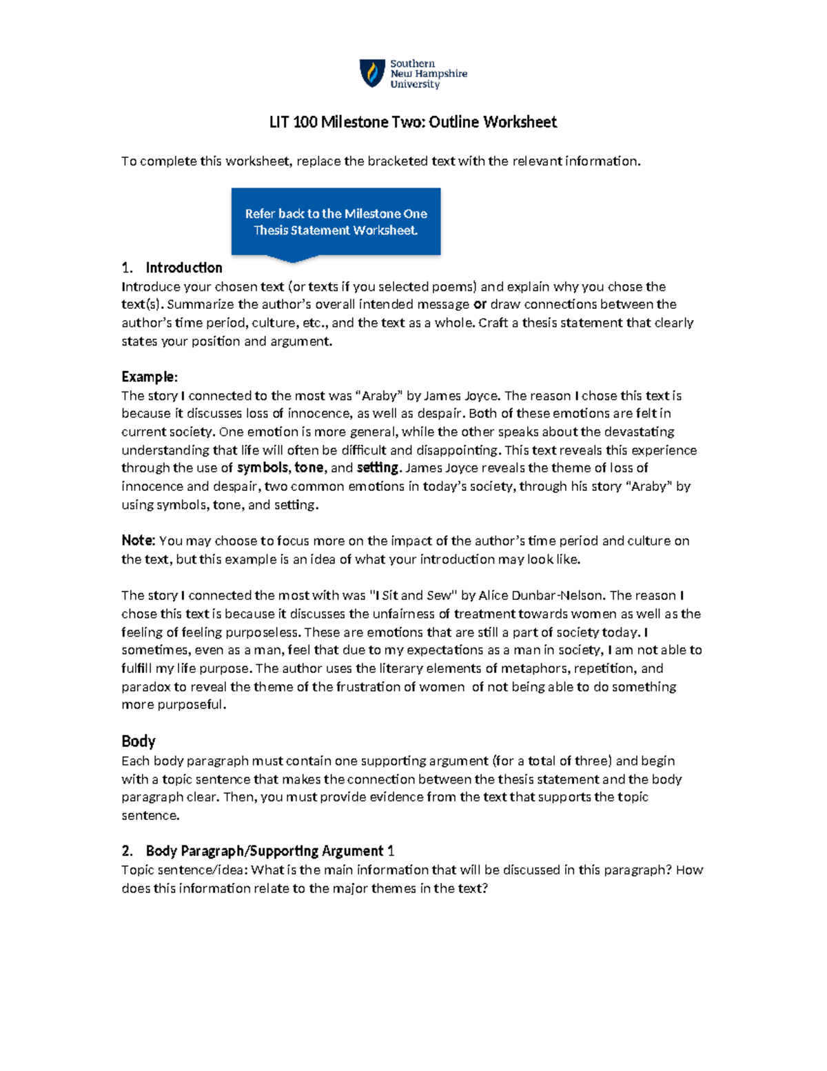 LIT 100 Final Exam: Outline for Interpretive Essay Worksheet - Studocu