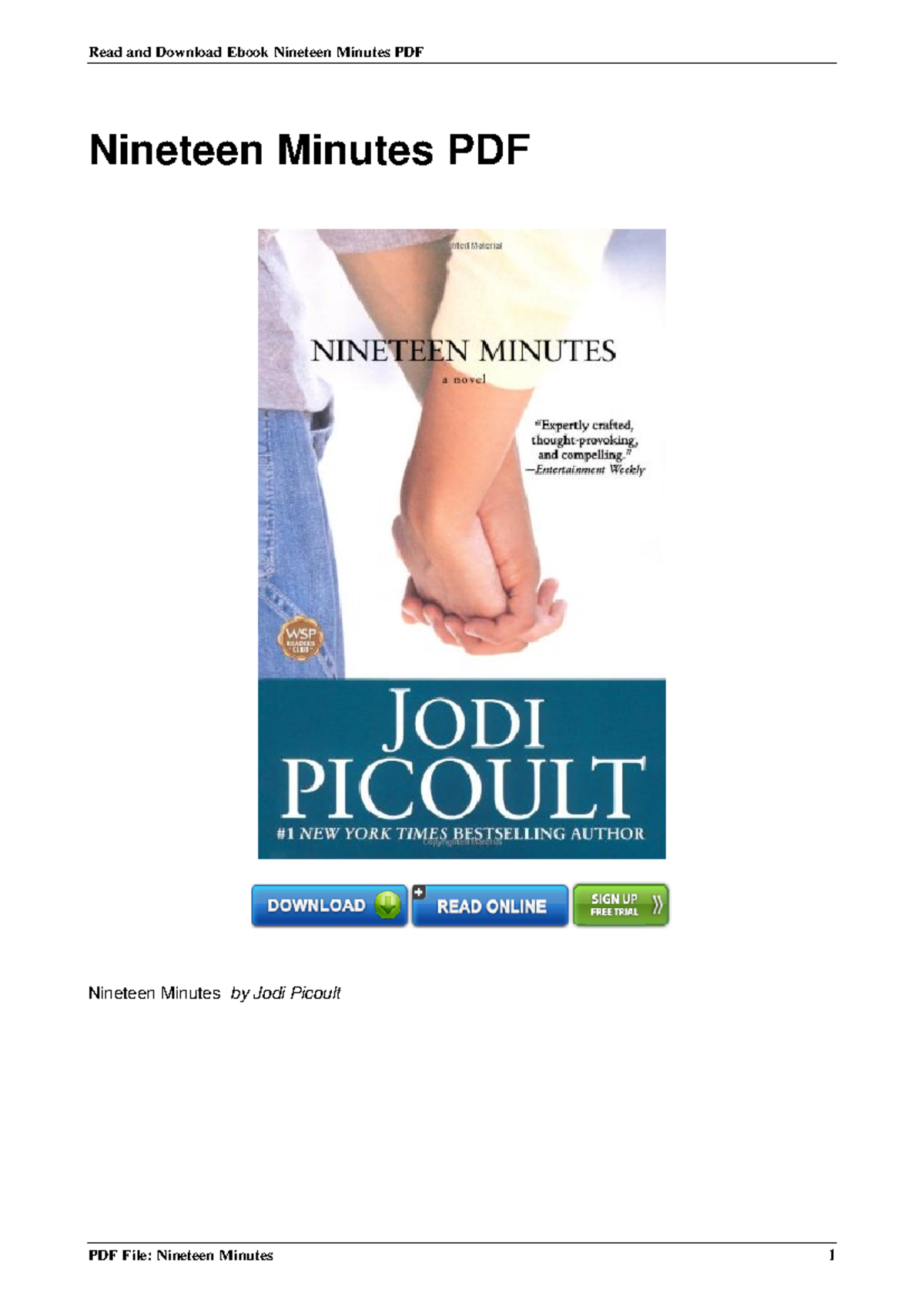 Nineteen Minutes by Jodi Picoult - PDF Download Guide - Studocu