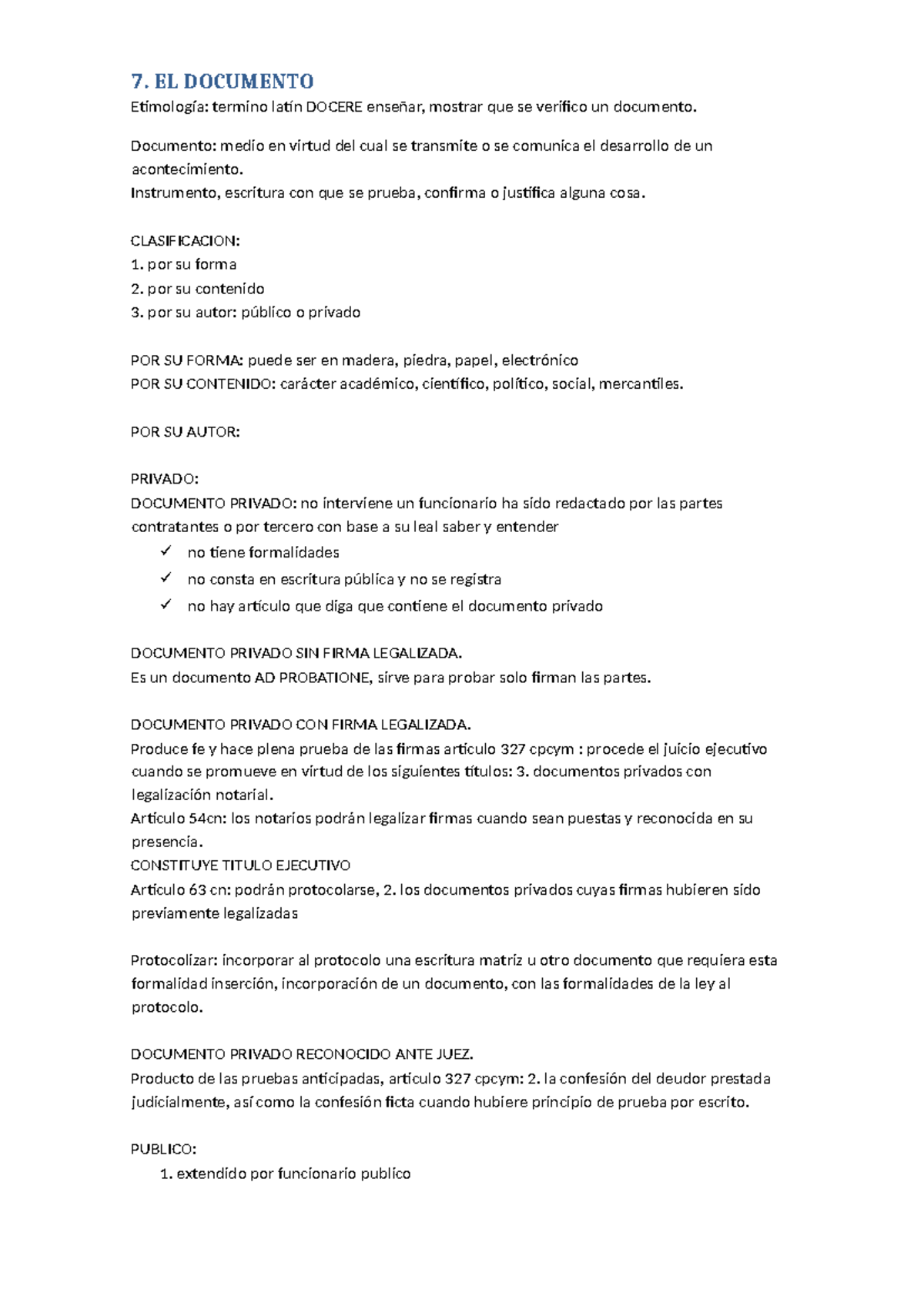 Repaso Derecho Notarial 1: Clasificación y Tipos de Documentos - Studocu