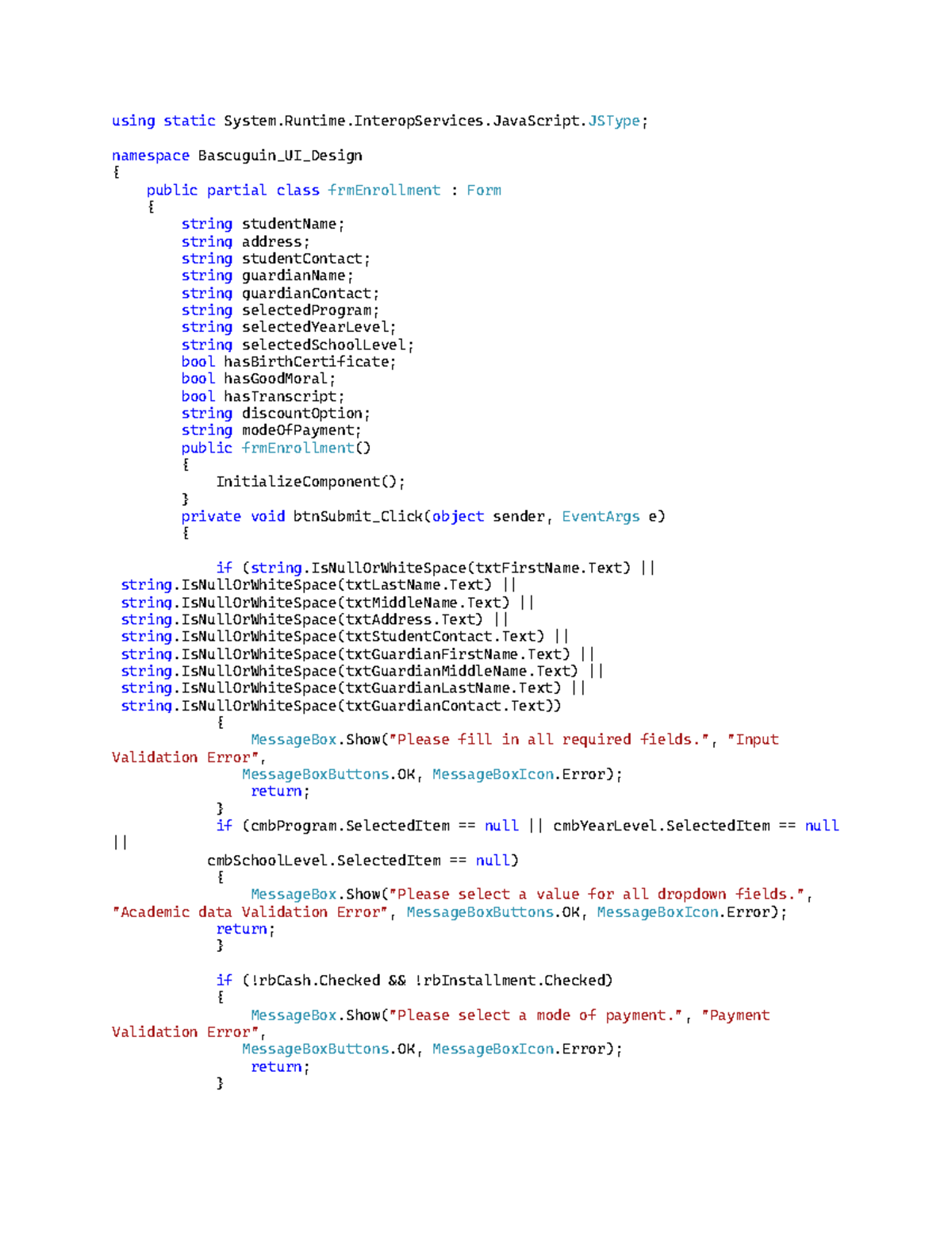 Sources Code - using static System.Runtime.InteropServices.JavaScript; namespace Bascuguin_UI ...